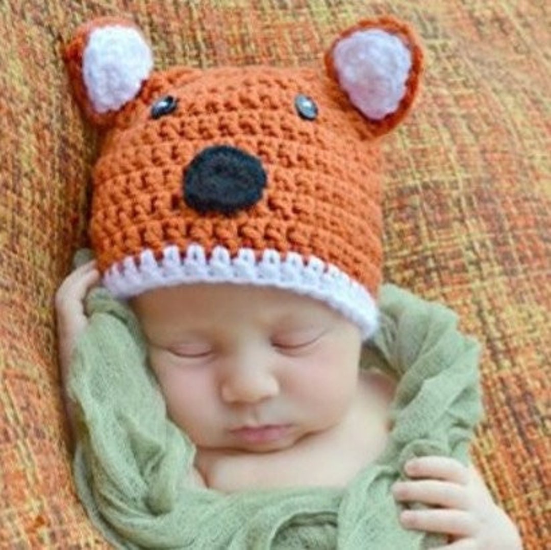 Beginner's Crochet Pattern for Fox Beanie - Crochet Baby Hat Pattern - Etsy