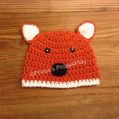 Beginner's Crochet Pattern for Fox Beanie - Crochet Baby Hat Pattern - Etsy
