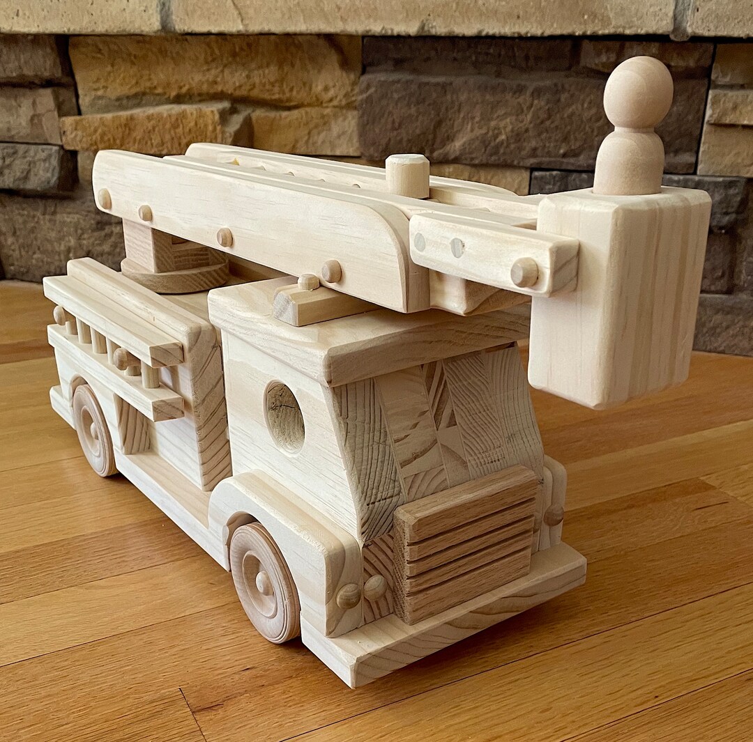 Handmade Wooden Fire Truck Toy - Etsy