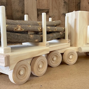 Handmade Wooden Log Truck Toy - Etsy