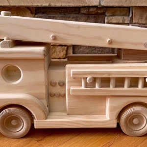Handmade Wooden Fire Truck Toy - Etsy