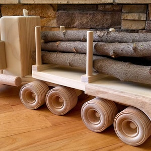 Handmade Wooden Log Truck Toy - Etsy
