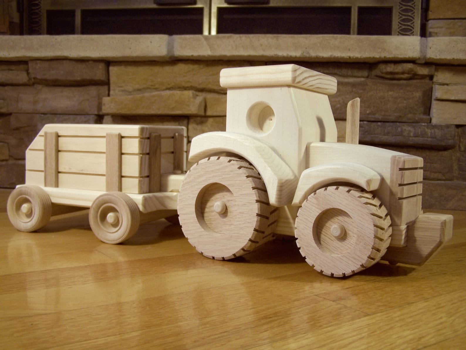 Handmade Wooden Farm Tractor and Wagon Toy - Etsy