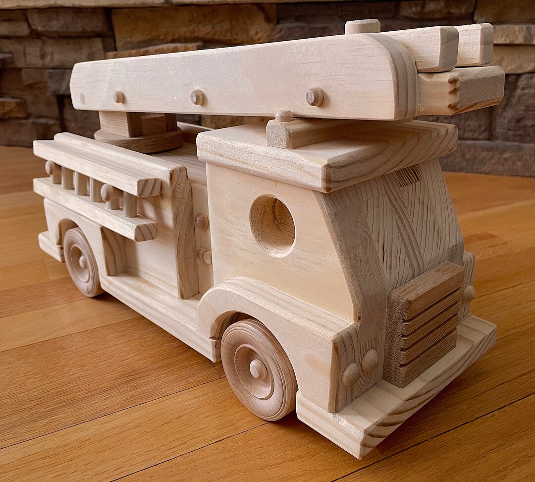 Handmade Wooden Fire Truck Toy - Etsy