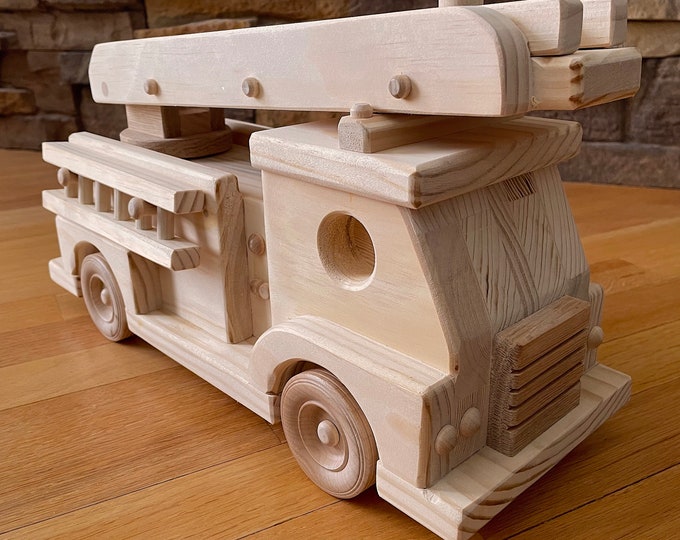 Handmade Wooden Fire Truck Toy - Etsy