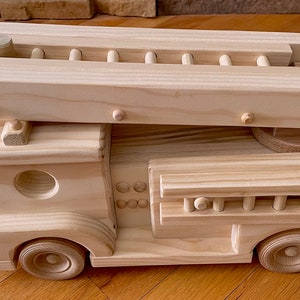 Handmade Wooden Fire Truck Toy - Etsy