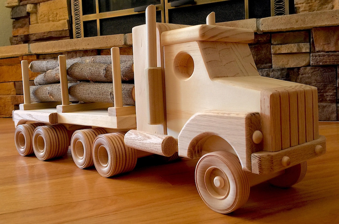 Handmade Wooden Log Truck Toy - Etsy