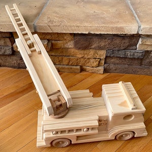 Handmade Wooden Fire Truck Toy - Etsy