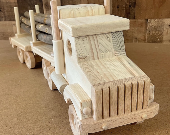 Handmade Wooden Log Truck Toy - Etsy