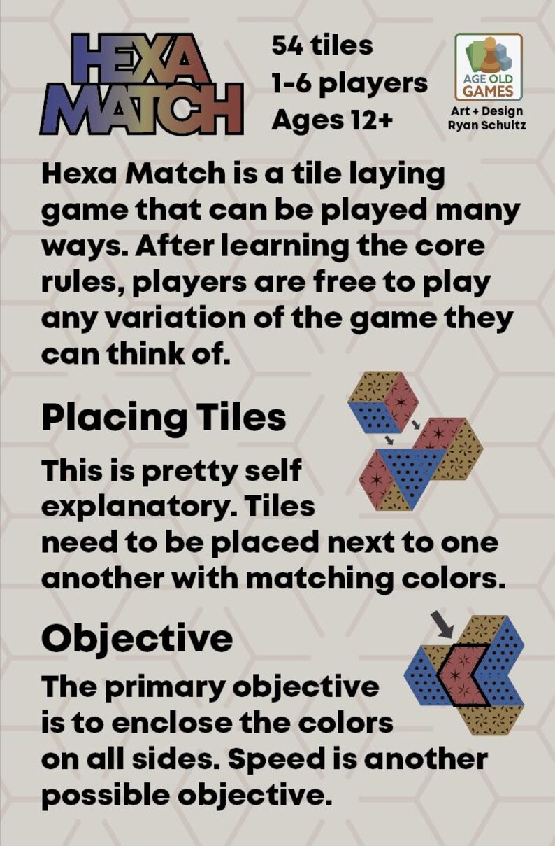 Hexa Match - the Tile-laying Board Game - Etsy