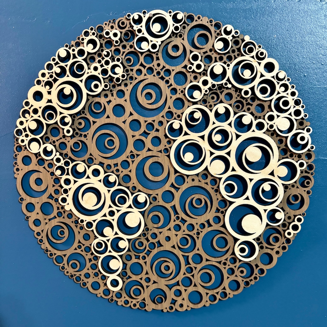 Wood Earth Map Modern Circle Pattern - Etsy