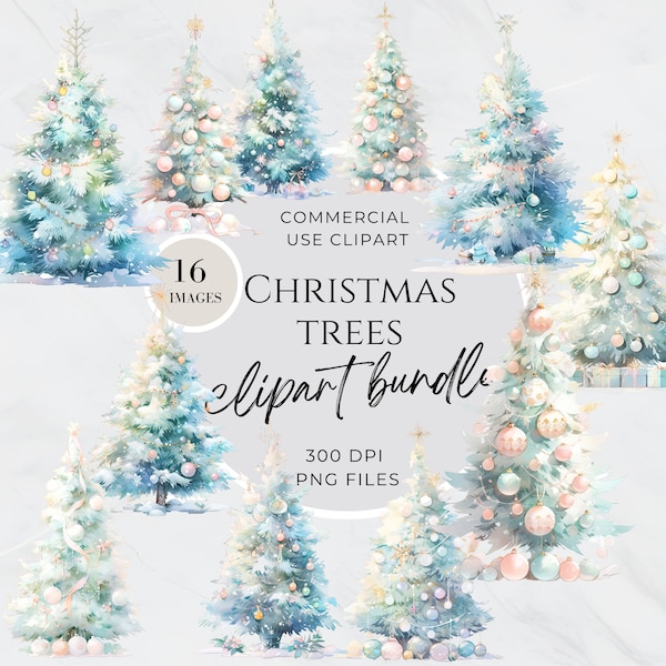 Cute Christmas Tree Clipart - Etsy