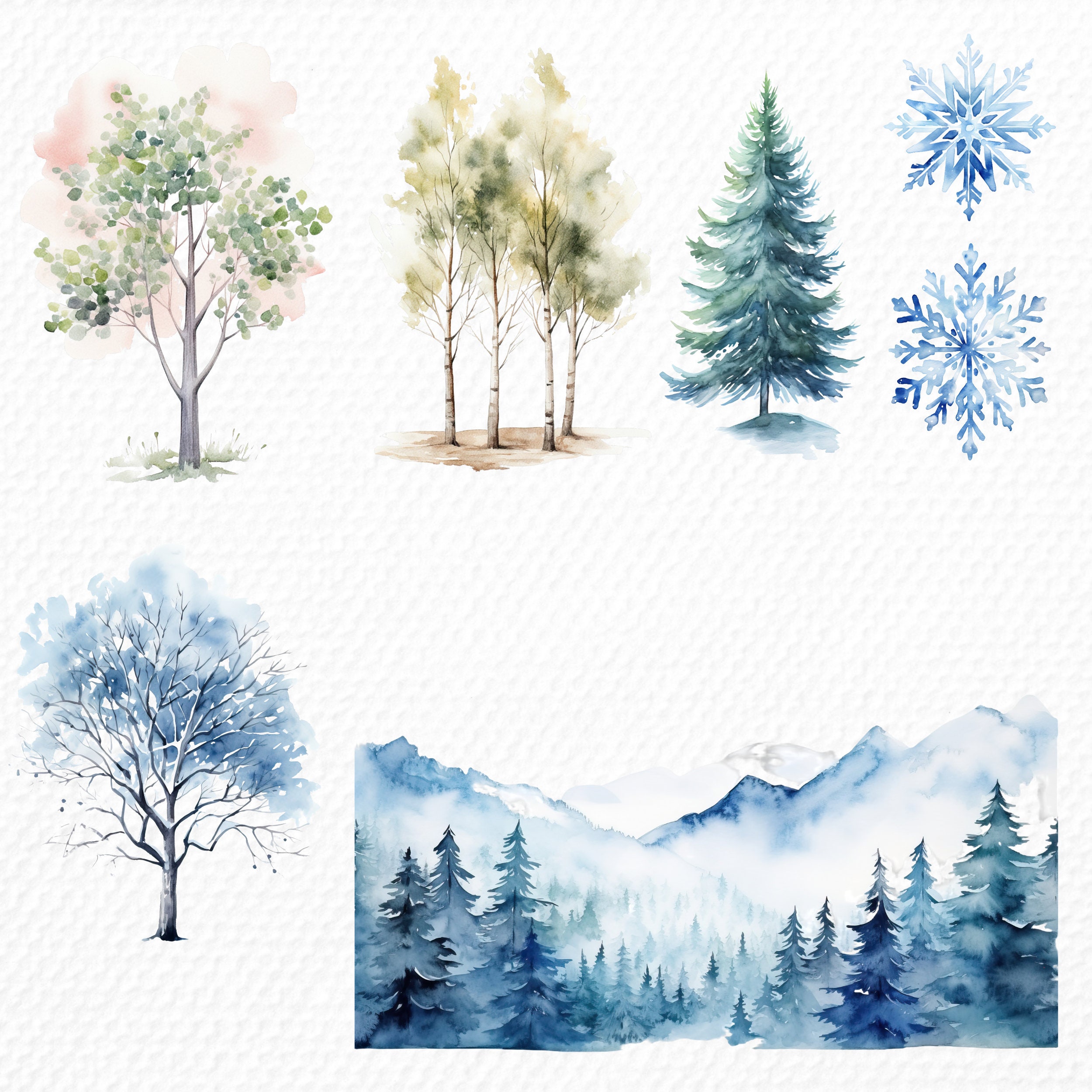 Winter Woodland Creatures Clipart, Watercolor Woodland Theme Baby ...