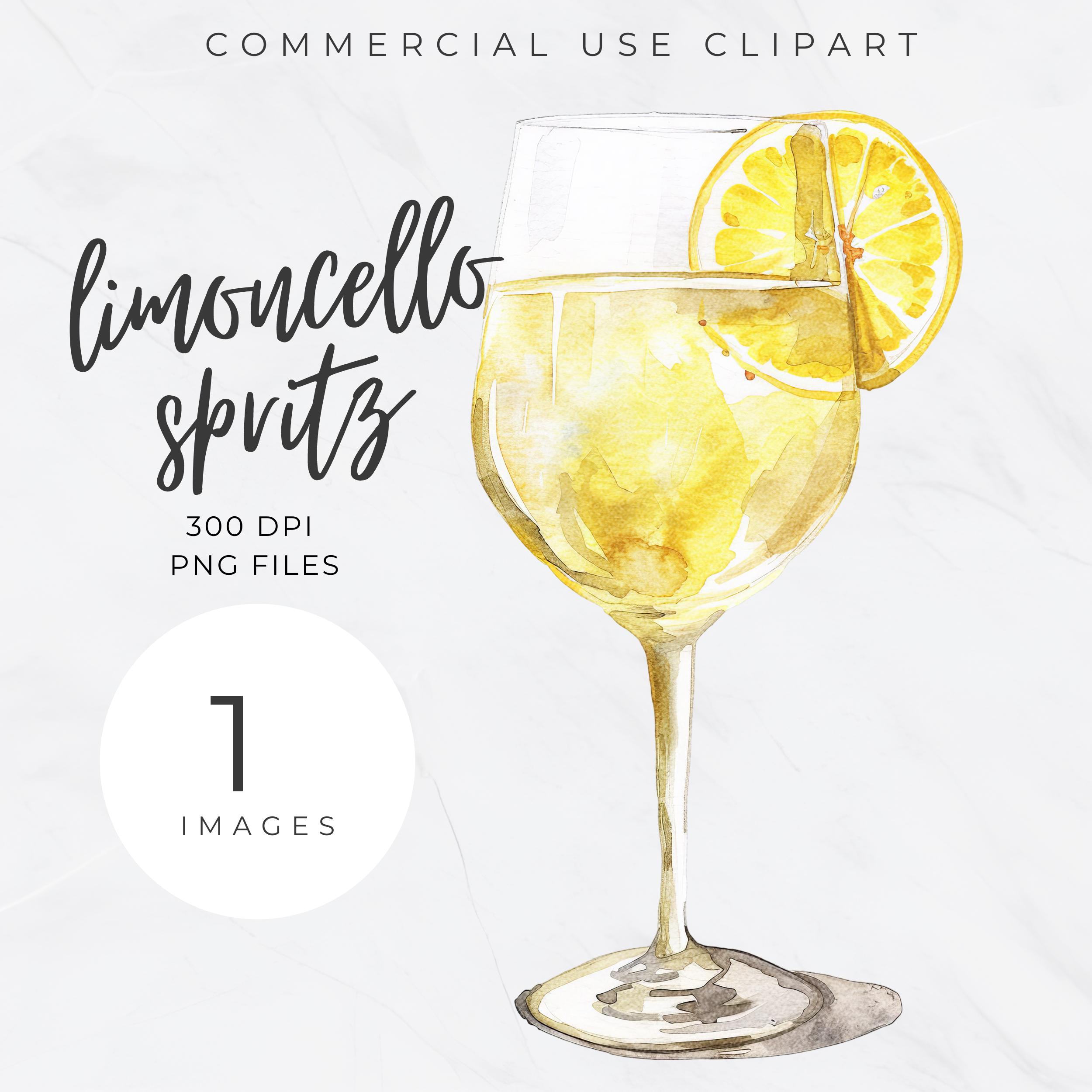 Signature Drink Sign Limoncello, Custom Watercolor Cocktail Clipart ...