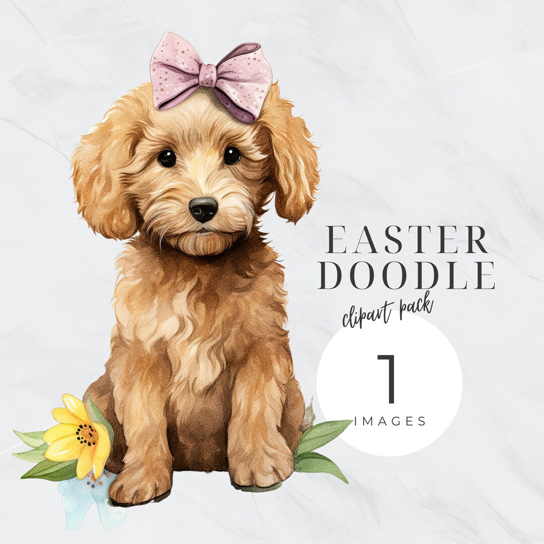 Golden Doodle Clipart, Easter Doodle Dog, Dog Watercolor, Instant ...