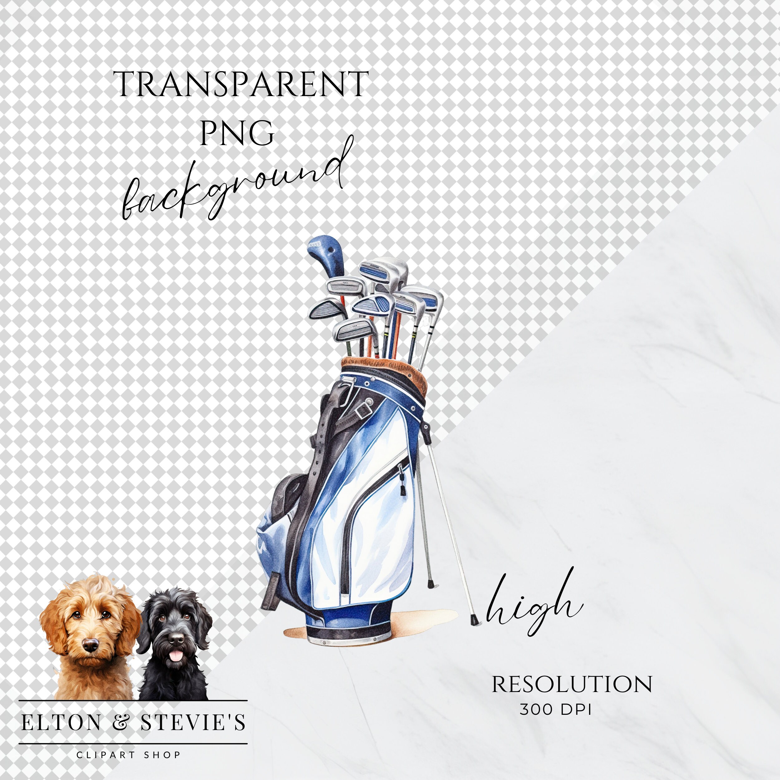 Watercolor Clipart Golf, Golf Bag, Golf Course, Golf Cart Clip Art ...