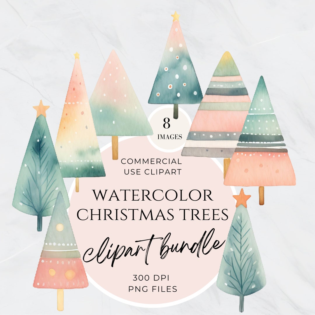 Watercolor Christmas Tree Background, Winter Clipart, Christmas Decor ...