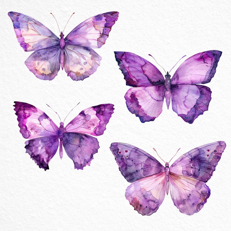Purple Butterfly Clipart, Pink and Purple Butterflies Clip Art, Pastel ...