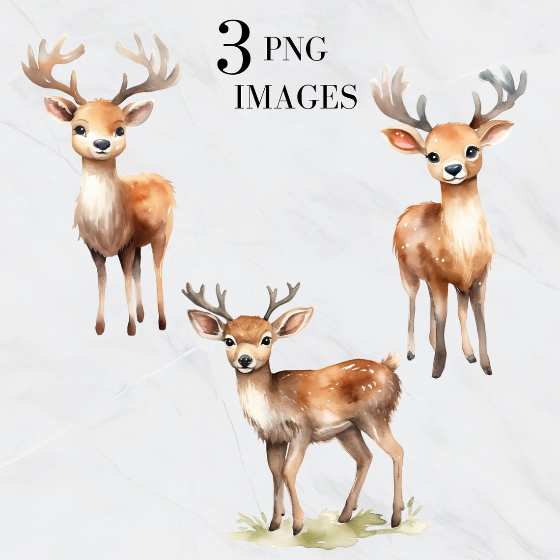 Watercolor Scandi Reindeer Clipart, Cute Reindeer Clipart, Christmas ...