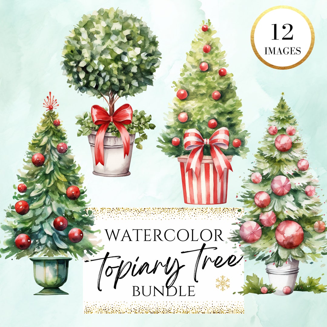 Christmas Topiary Clipart, Christmas Garlands, Simple Christmas ...