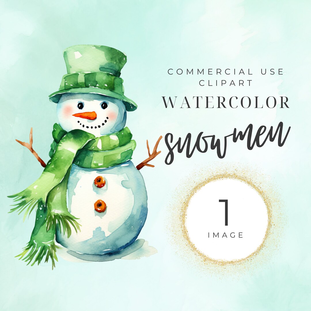 Snowman Family Clipart, Watercolor Christmas Snowman Clipart Commercial ...