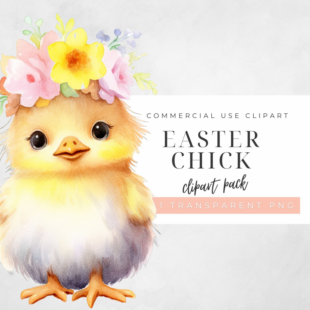 Easter Chicken Clipart, Watercolor Cute Easter Chick Clip Art, Duckling ...