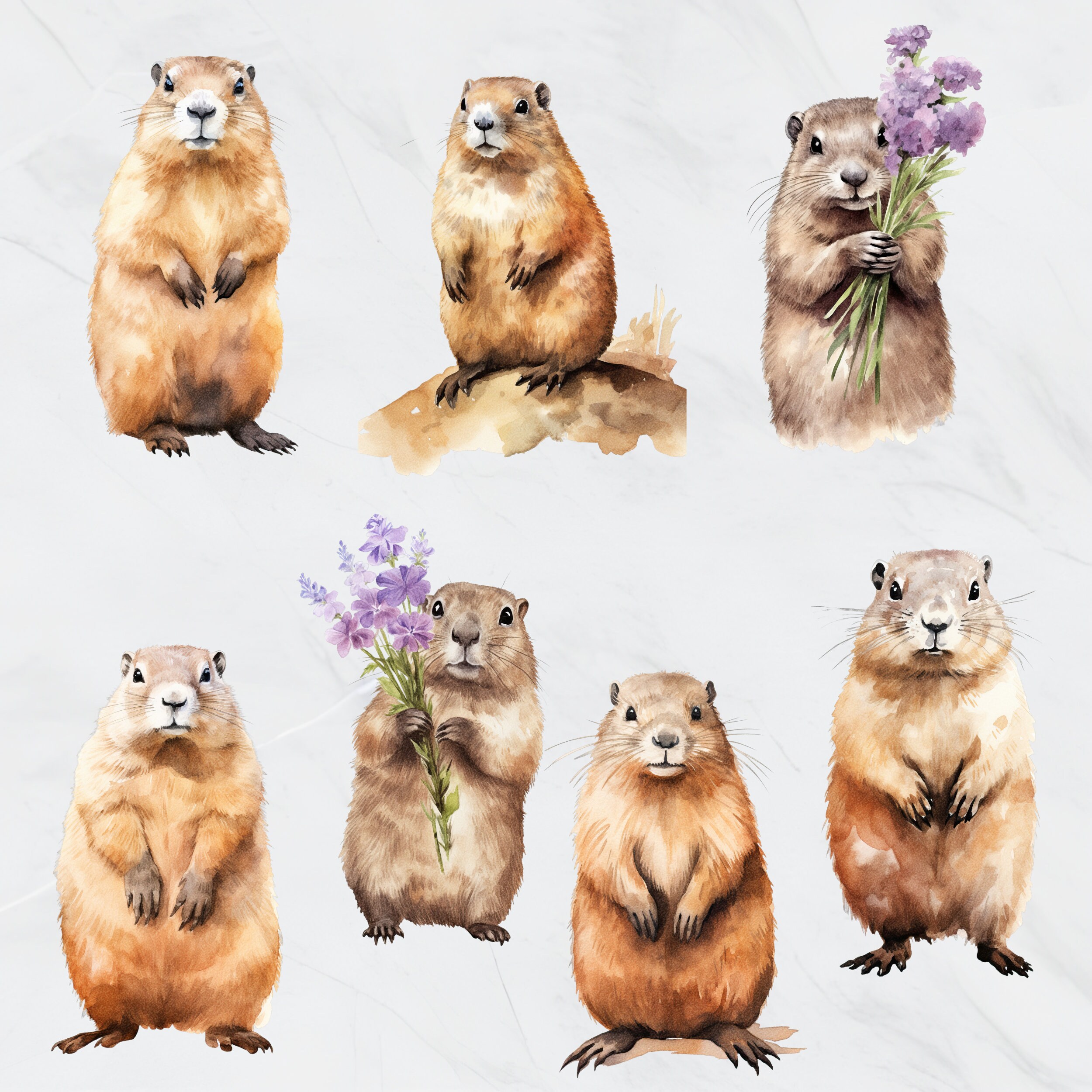 Groundhog Clipart Bundle, Groundhog Day Clip Art, Ground Hog With ...