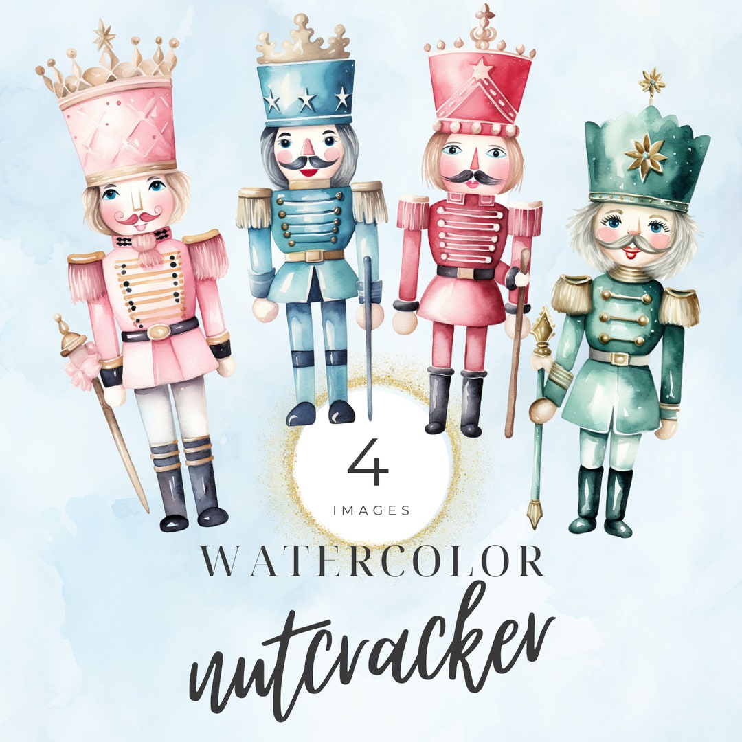 Pastel Nutcracker Clipart, Watercolor Nutcracker Bundle Clipart, Pink ...