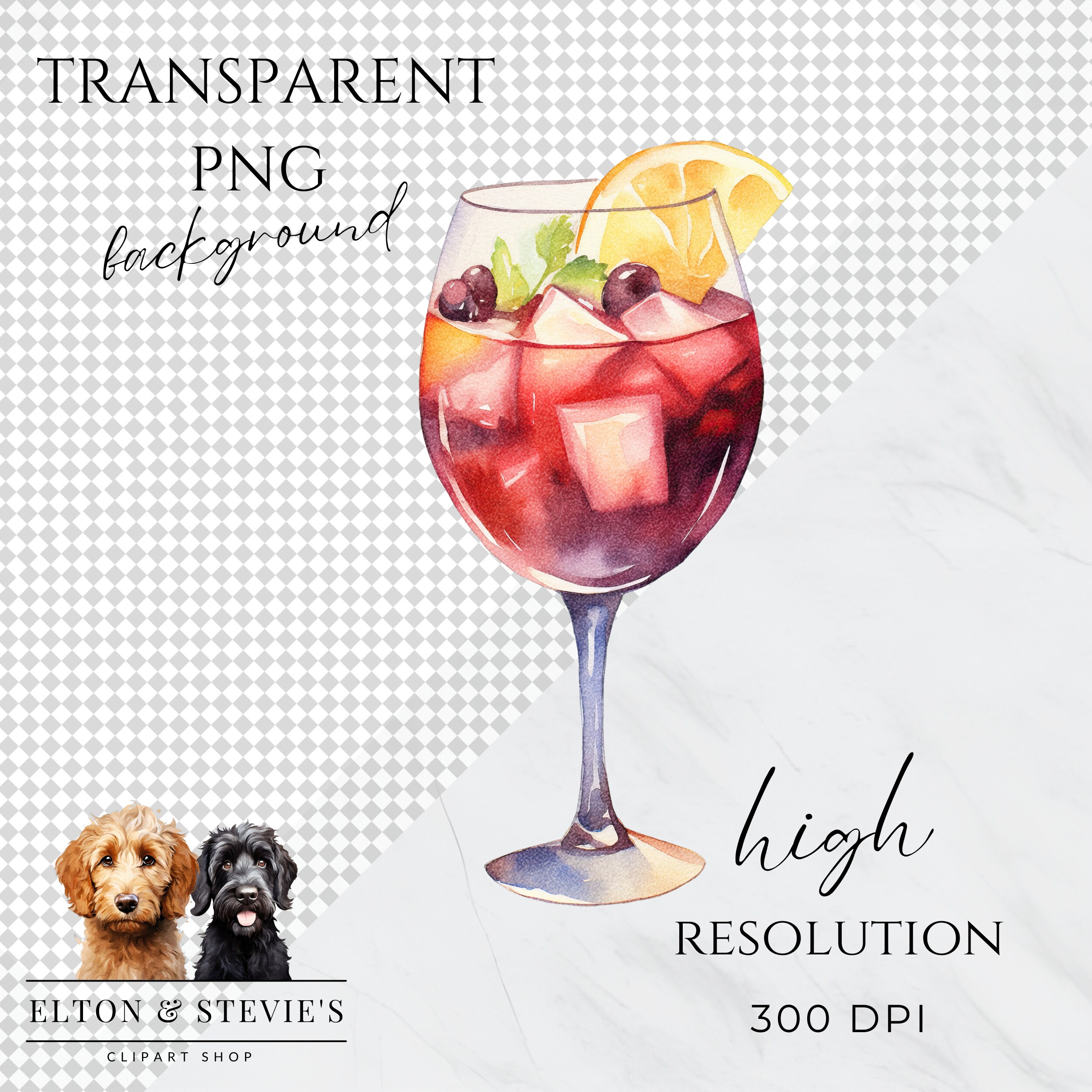 Bar Cart Clipart, Bar Menu Clip Art, Watercolor Signature Cocktail ...