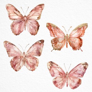 Rose Gold Butterfly Clipart, Gold Glitter Butterflies Clip Art, Pink ...