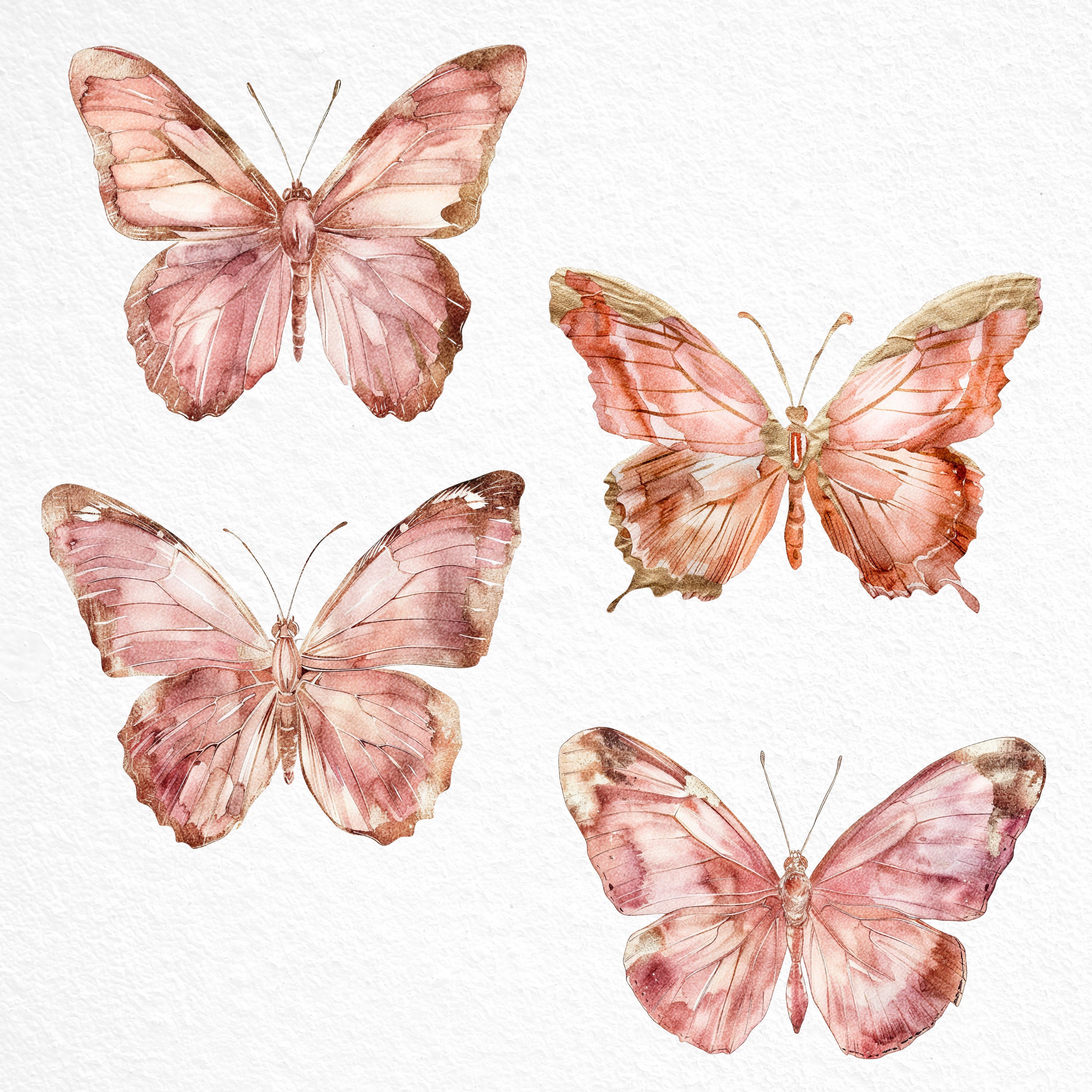 Rose Gold Butterfly Clipart, Gold Glitter Butterflies Clip Art, Pink ...