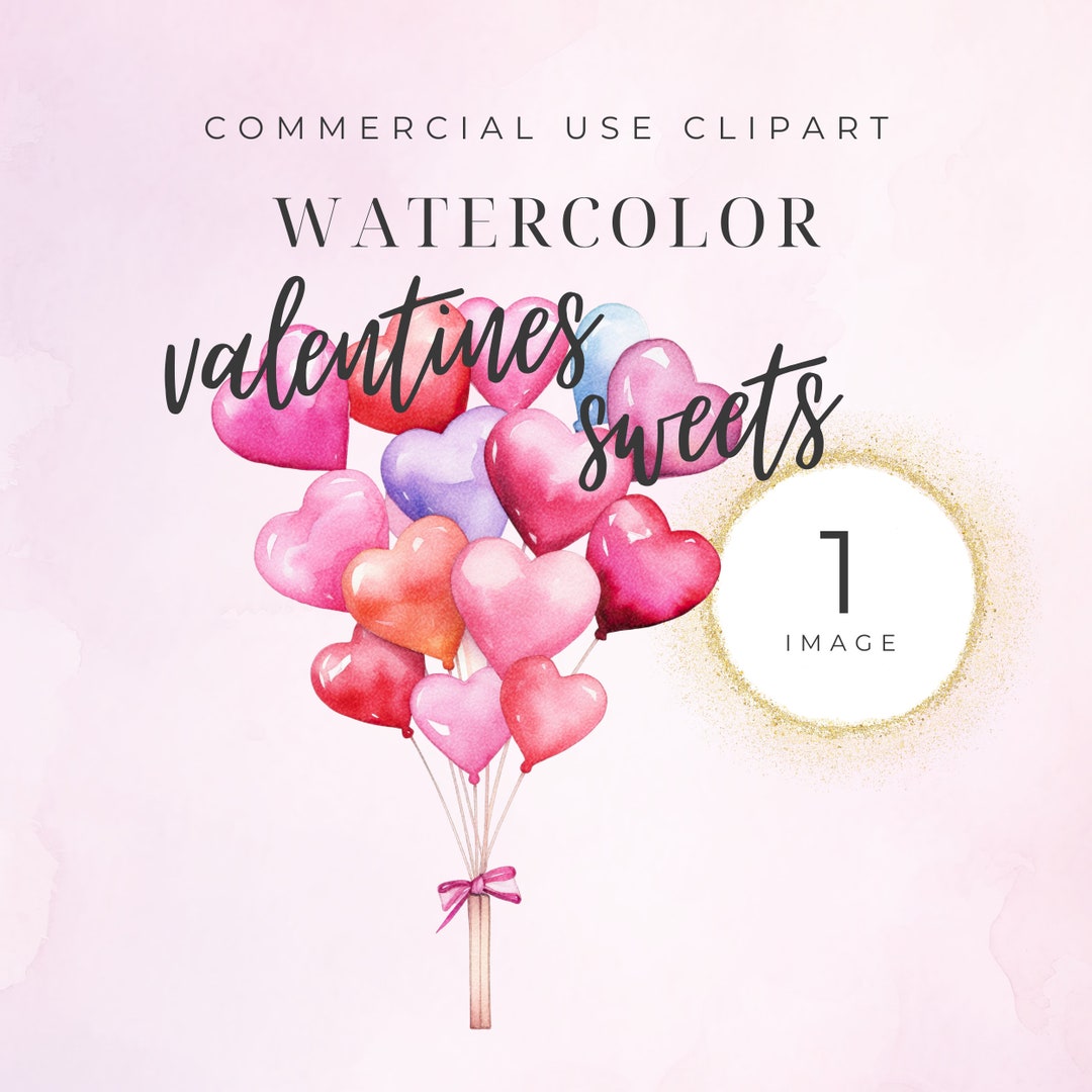 Valentines Sweets Chocolates Clipart, Watercolor Cute Valentines Candy ...