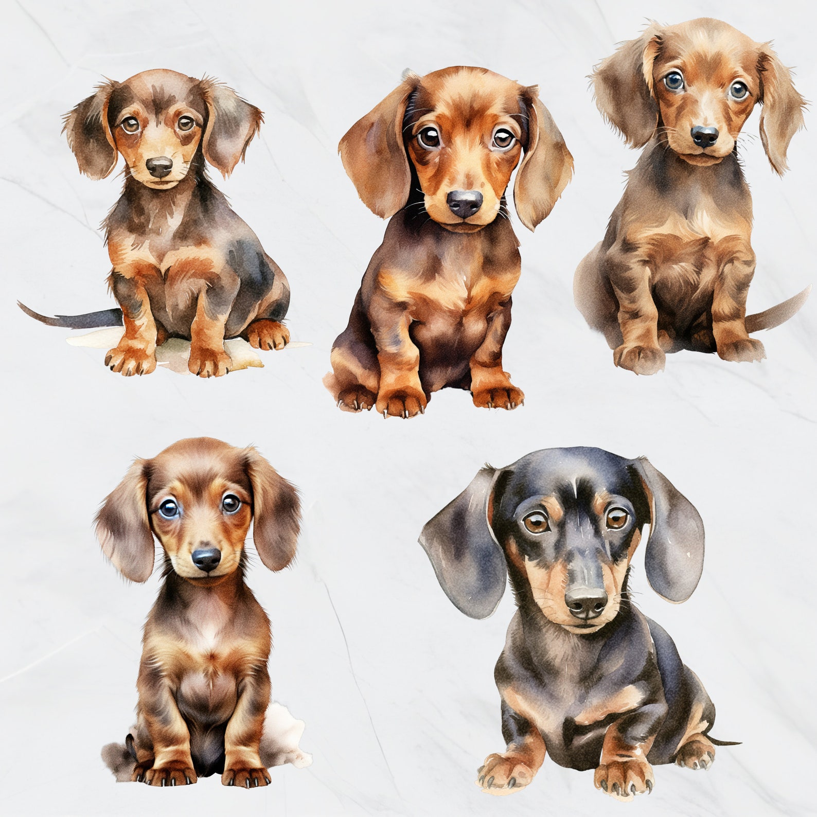 Dachshund Dog Clipart, Weiner Dog PNG, Watercolor Dog Clip Art, Sausage ...