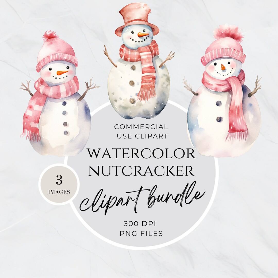 Christmas Snowman Clipart, Winter, Cute, Pink, Snowman Digital Clipart ...