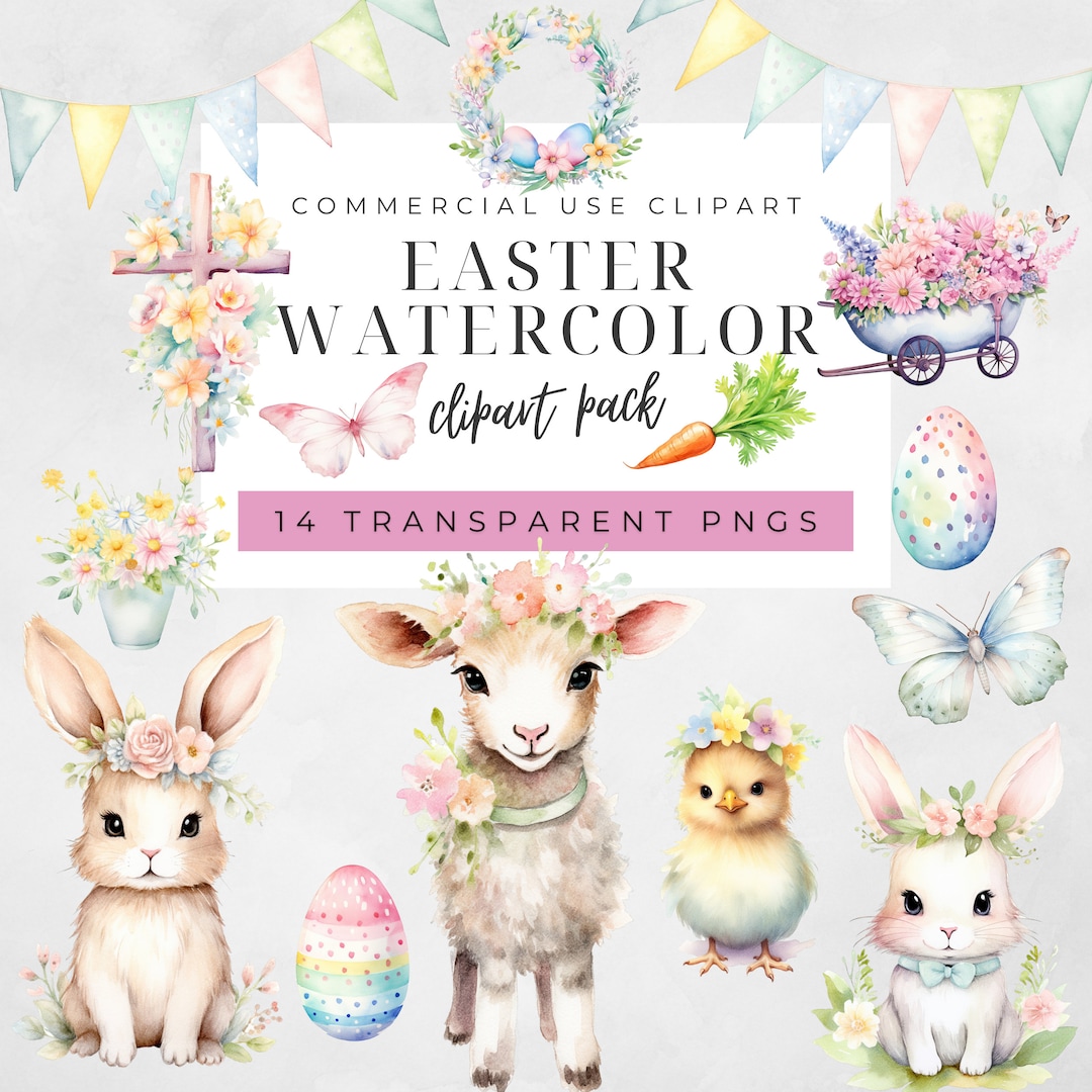 Watercolor Easter Chick Clipart, Pastel Whimsical Easter Clip Art ...