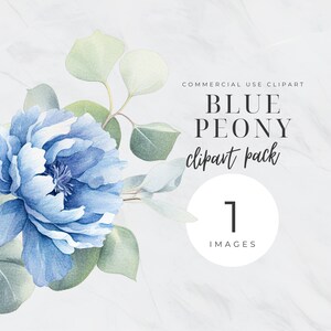 Wedding Peonies Clipart, Blue Boho Bouquet, Floral Peony Wreath Clip ...