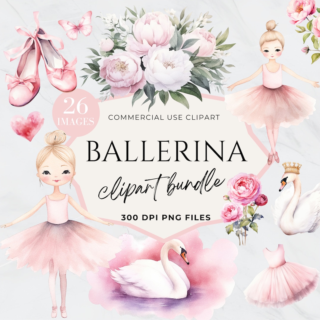 Clipart Watercolor Ballerina, Pink Ballerina, Ballerina Animal, Baby ...