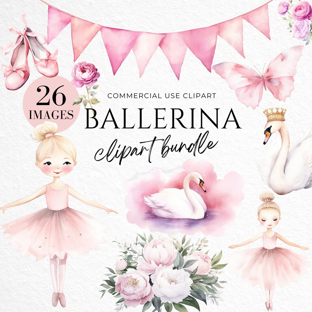 Clipart Watercolor Ballerina, Pink Ballerina, Ballerina Animal, Baby ...
