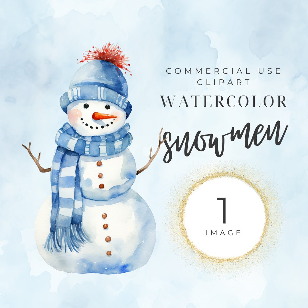 Snowman Family Clipart, Watercolor Christmas Snowman Clipart Commercial ...