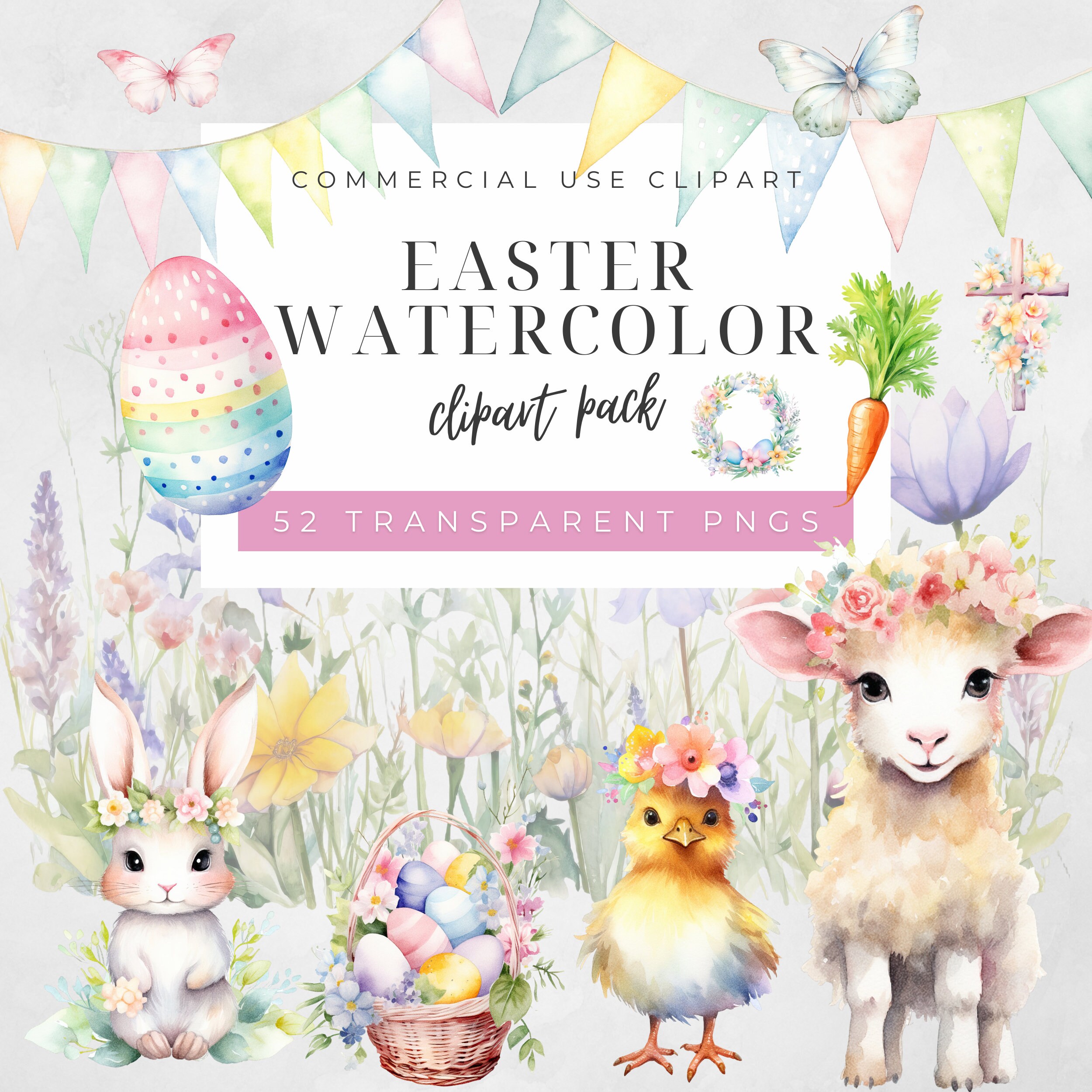 Cute Easter Character Clipart, Watercolor Easter Chick Clip Art, Easter ...
