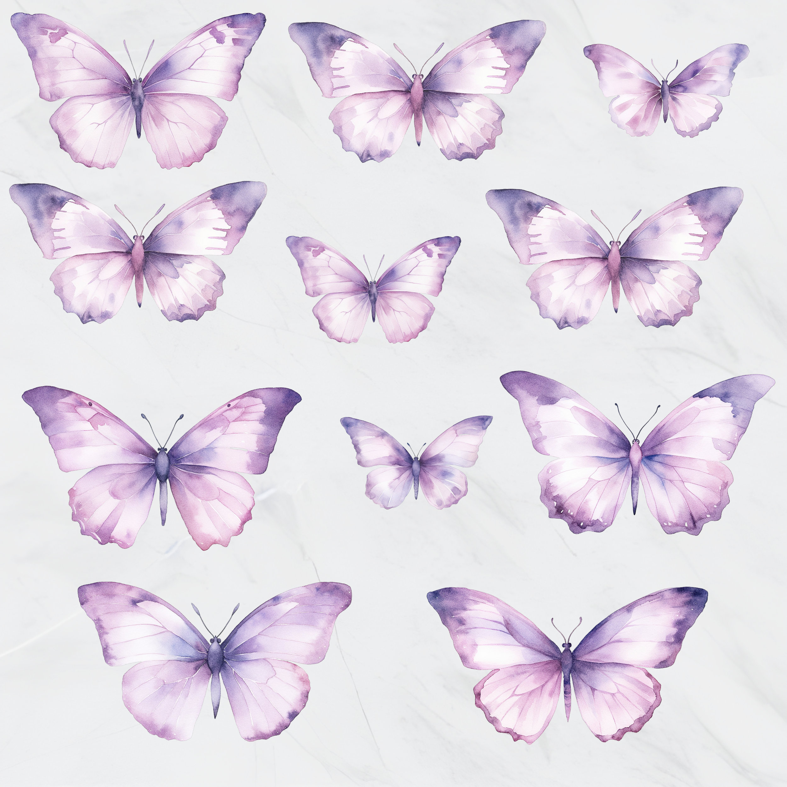 Purple Butterfly Clipart, Watercolor, Pink and Purple Butterflies ...