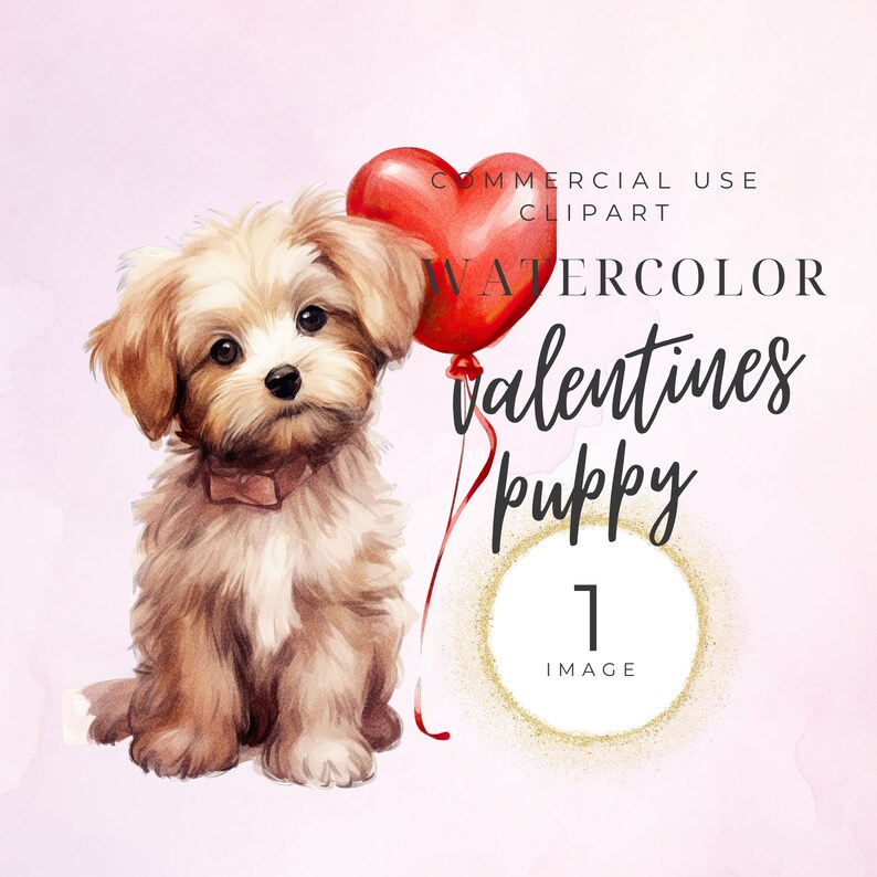 Valentines Puppy Clipart, Dog Clip Art Stickers, Watercolor Pet PNG ...