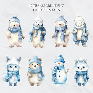 Winter Woodland Clipart, Winter Forest, Blue, Woodland Animals ...