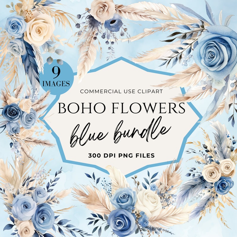 Boho Dried Blue Flowers - Etsy