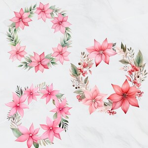 Christmas Poinsettia Clipart, Winter Floral Wreath, Christmas ...