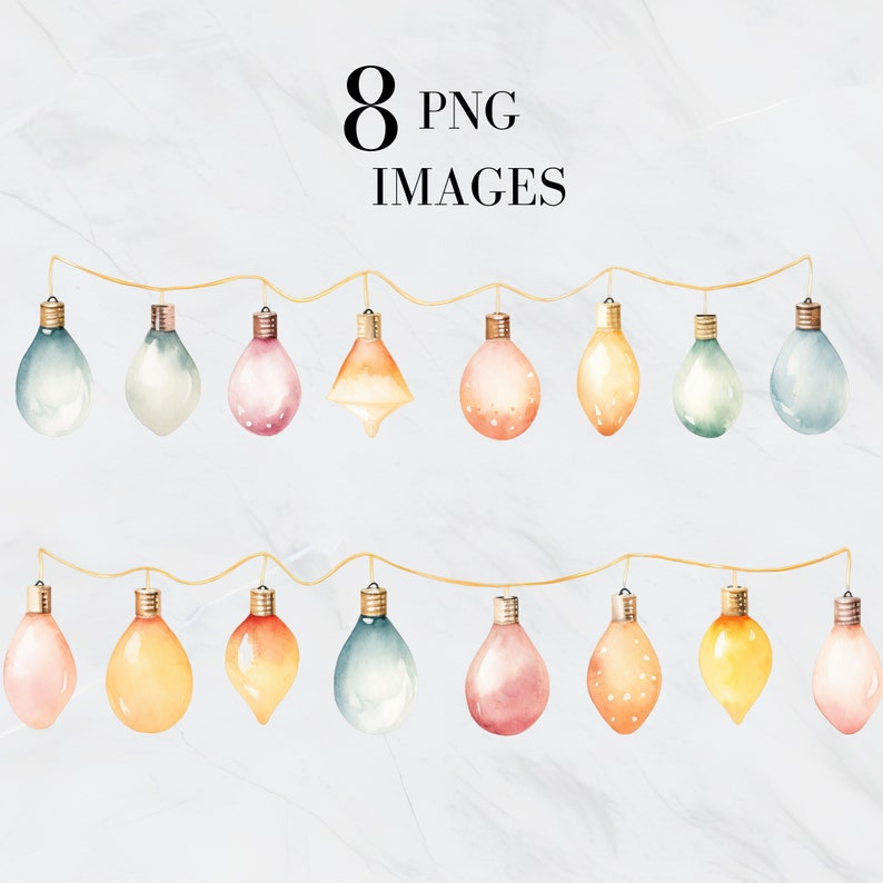 Watercolor Christmas Lights Clipart, Christmas Tree Lights Clipart ...