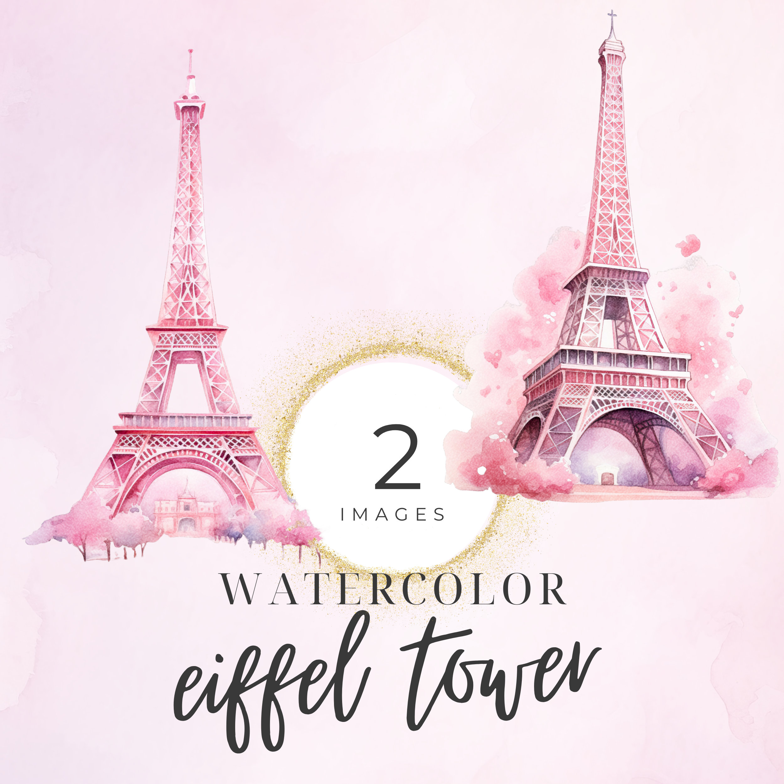 Eiffel Tower Clipart | Paris Floral Watercolor | French Clipart ...