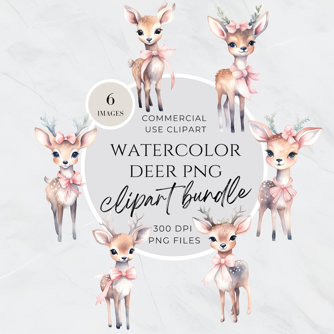 Christmas Deer Clipart, Woodland Christmas, Deer Clipart Bundle, Baby ...