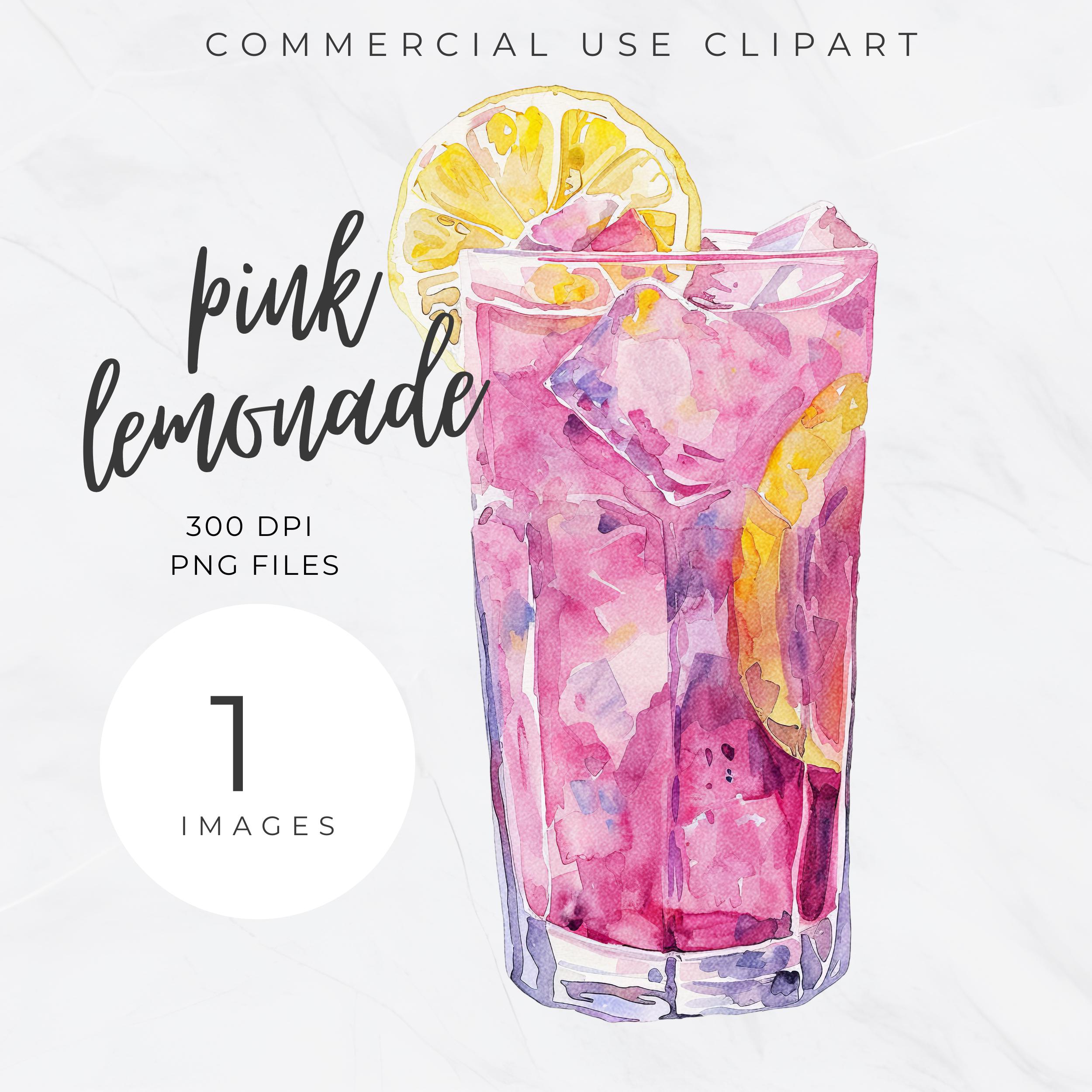 Pink Lemonade Watercolor Clipart, Bar Cart Clip Art, Bar Menu ...