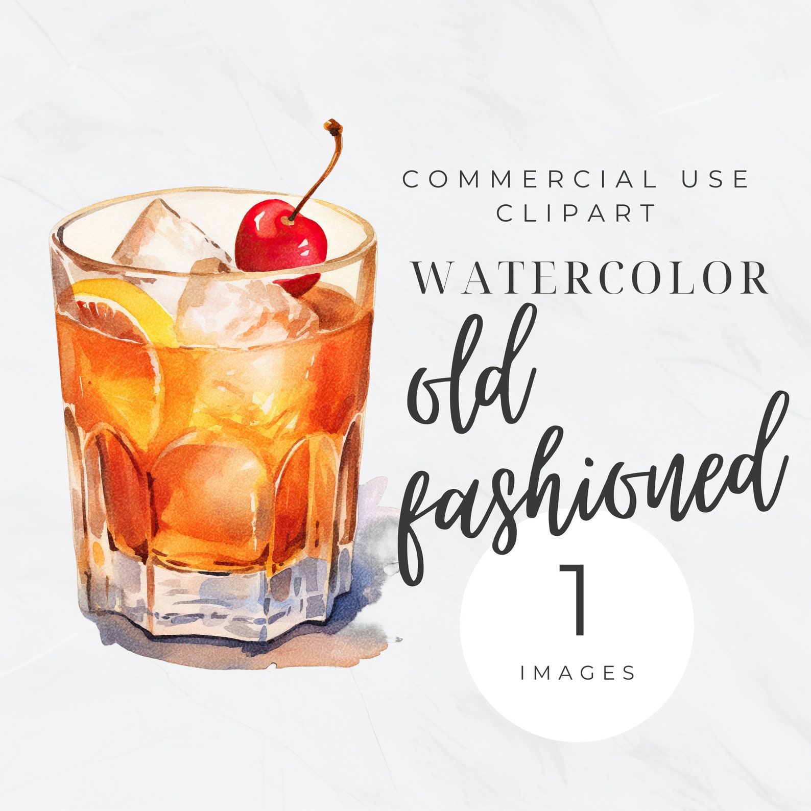 Bar Cart Clipart, Bar Menu Clip Art, Watercolor Signature Cocktail ...